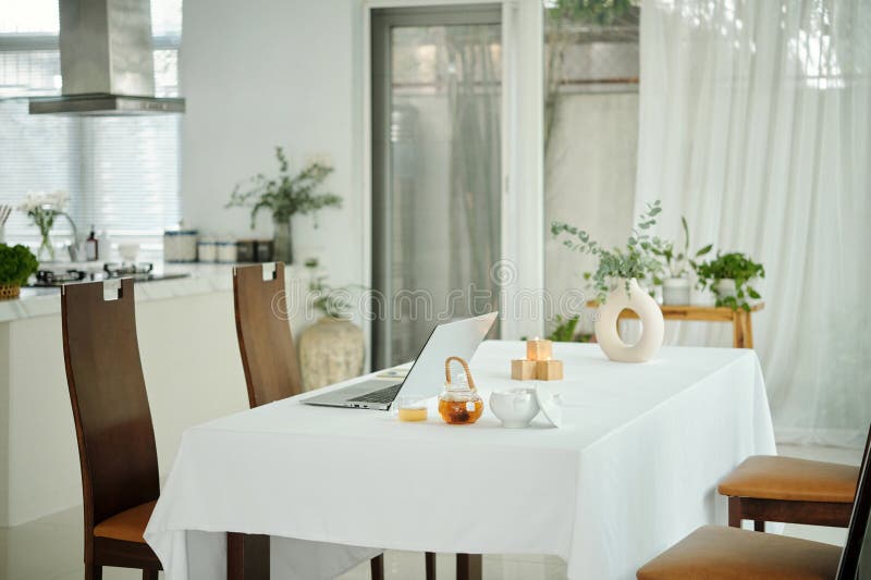 Dining Table in the Dining Room Stock Image - Image of interior ...