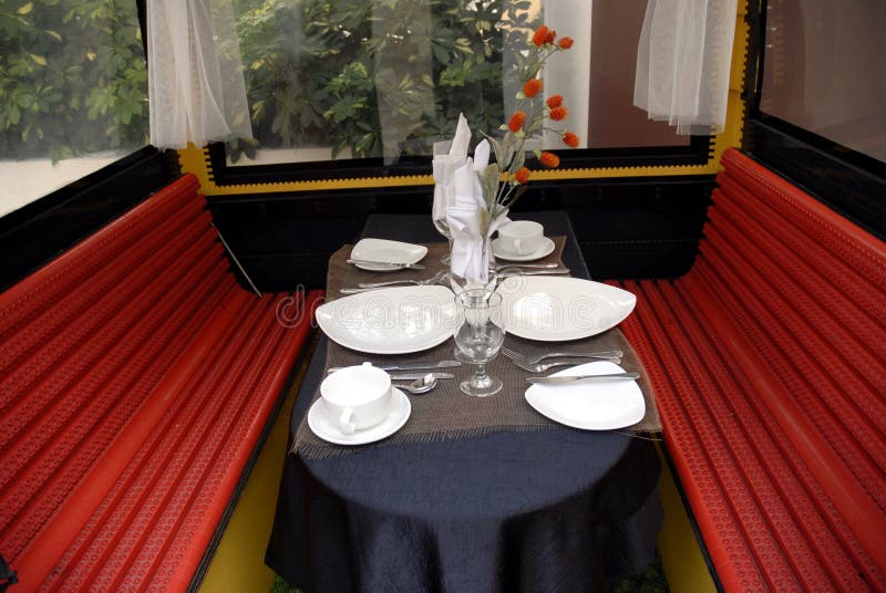 Dining Table Set in a Lego Cable Car Editorial Stock Image - Image of ...