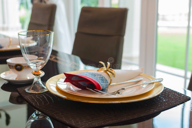 Dining table set stock image. Image of fine, decoration - 46714685