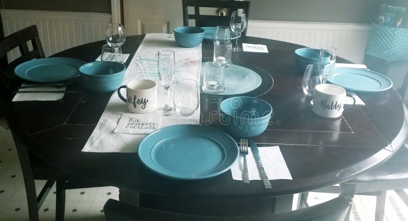 Dining Table set setting editorial stock photo. Image of place - 146592653