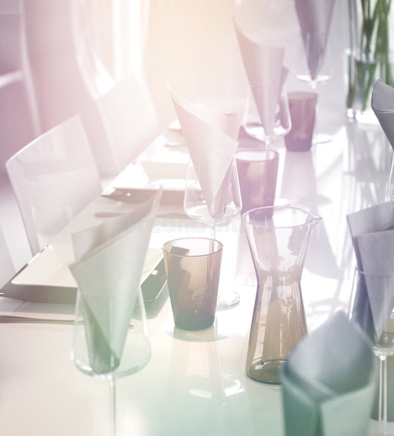 Modern Dining Table Setting Pastel Colors Stock Image - Image of dinner ...
