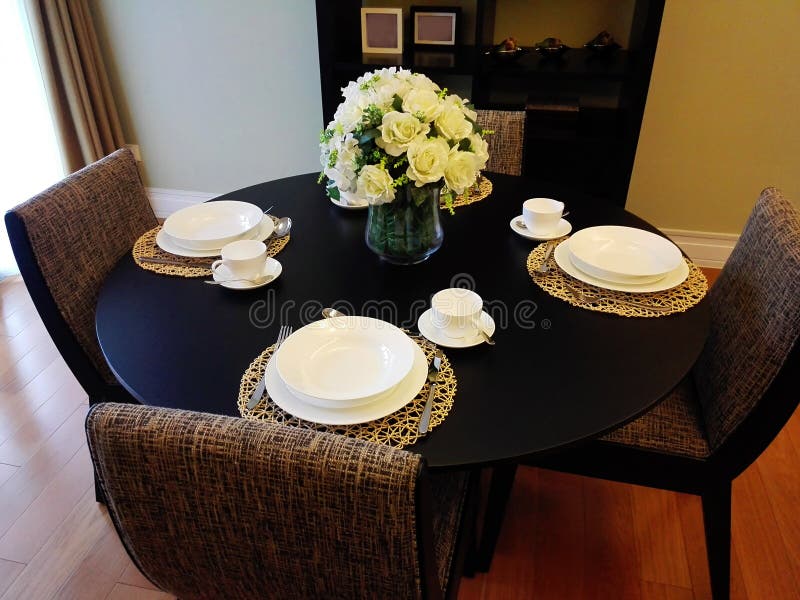 Dining table setting stock image. Image of clean, dishes - 67645115