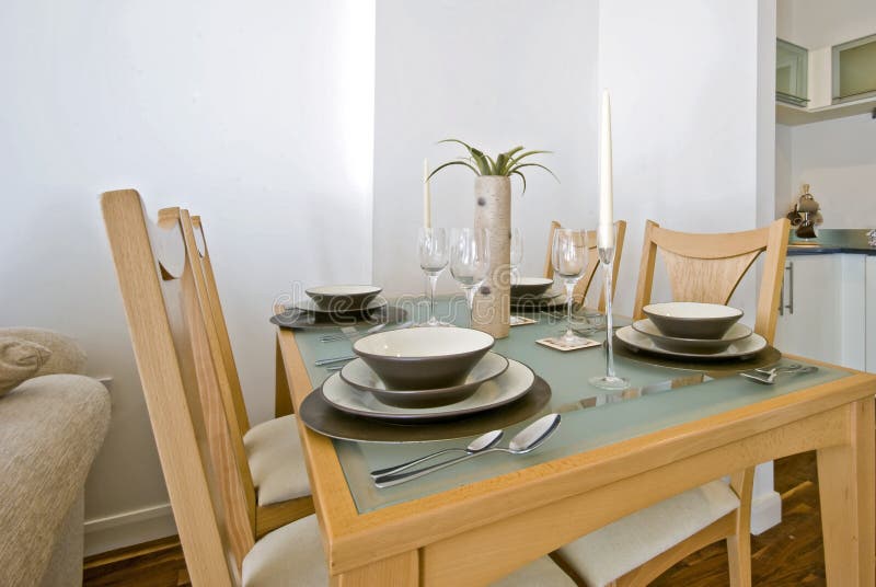 Dining table with setup stock photo. Image of area, ceramic - 8896544