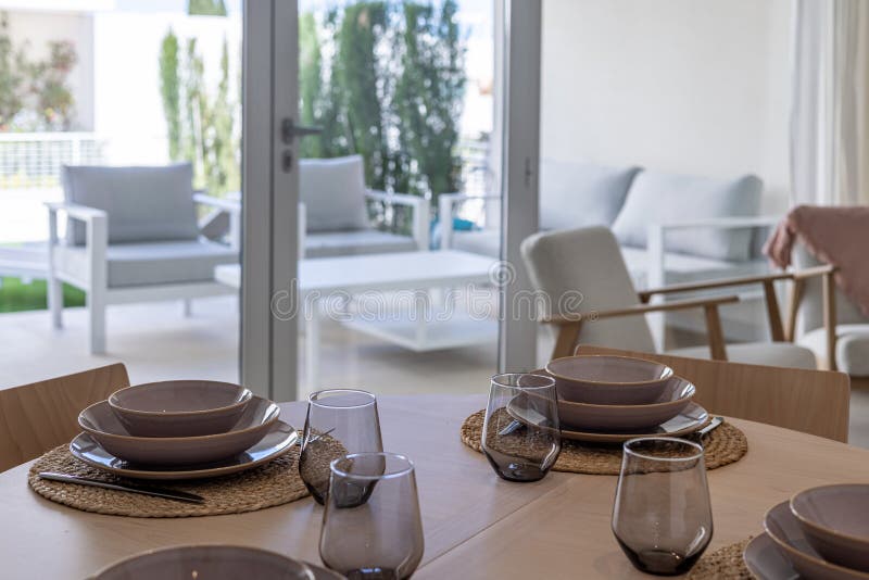 Dining Table Setup Overlooking Terrace Stock Photos - Free & Royalty ...