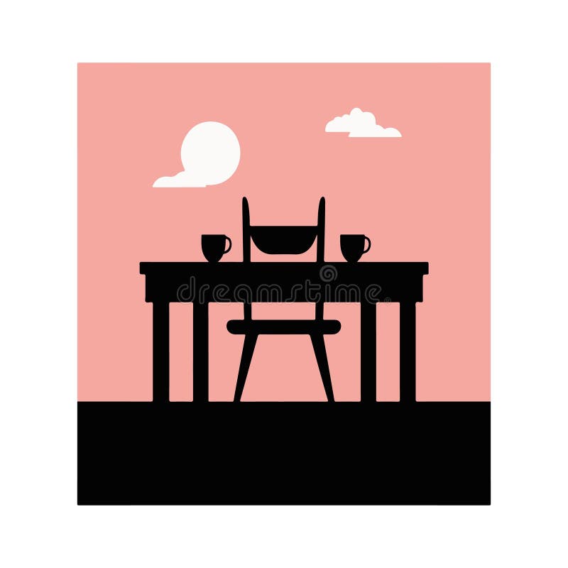 Dining Table Silhouette Vector Icon, Dining Table Set Icon Vector ...