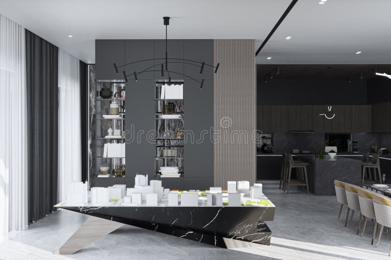 Dining Table with a Smart Marble Tiles Table in Modern Home in Interior ...