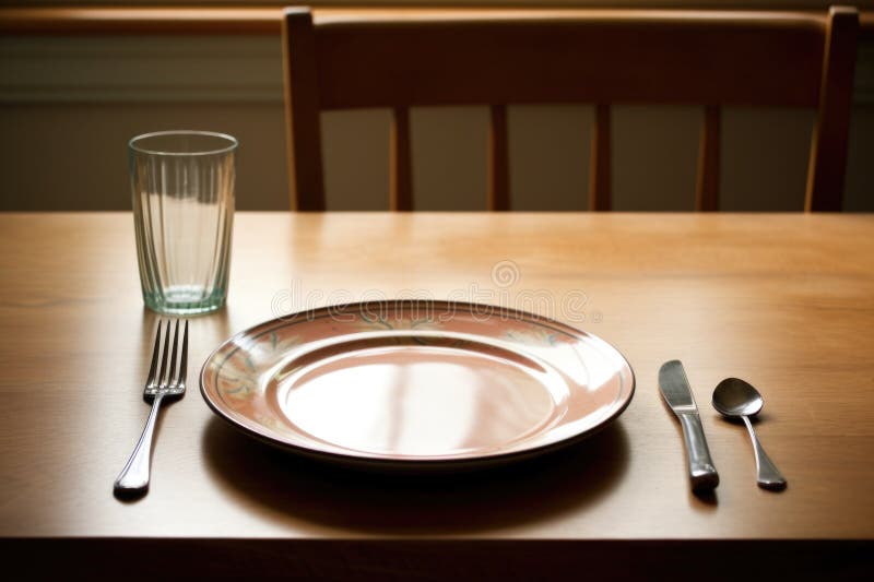 A Dining Table with Unused Utensils and an Empty Plate Stock Image ...