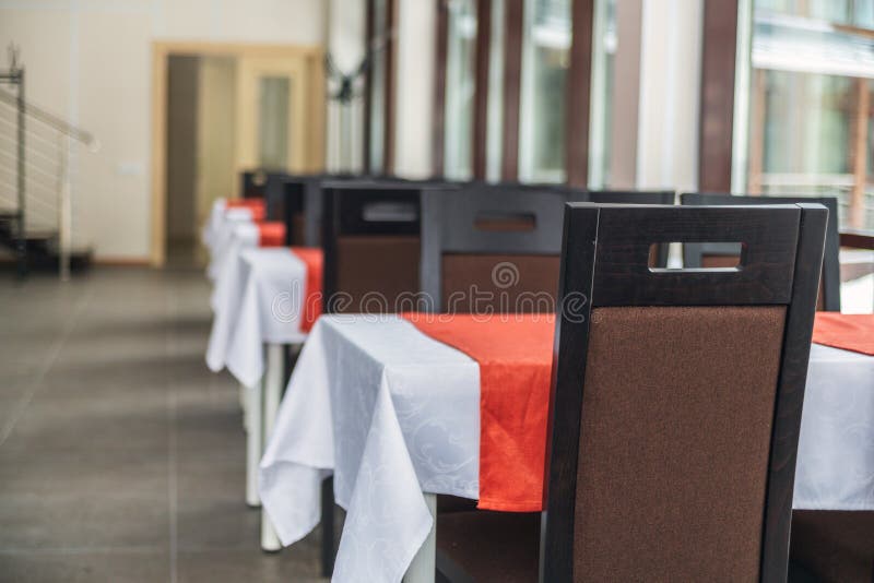 Dining Tables and Chairs in the Restaurant. Light Interior Stock Photo ...