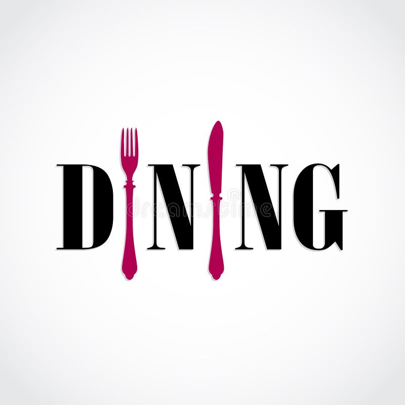 Dining Text with Fork and Knife Stock Illustration - Illustration of ...