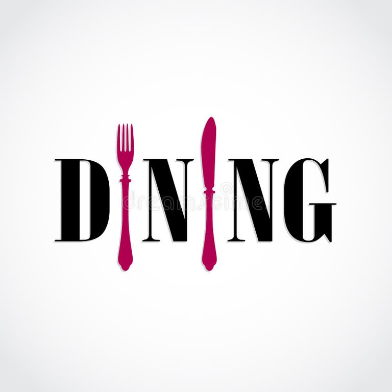 Dining Text with Fork and Knife Stock Illustration - Illustration of ...