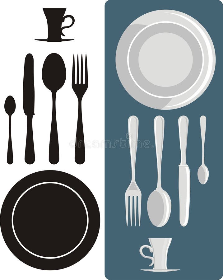 Dining utensils stock vector. Illustration of silver - 13745386