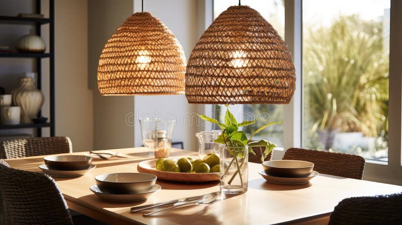 Dining wicker light stock illustration. Illustration of kitchen - 319367146