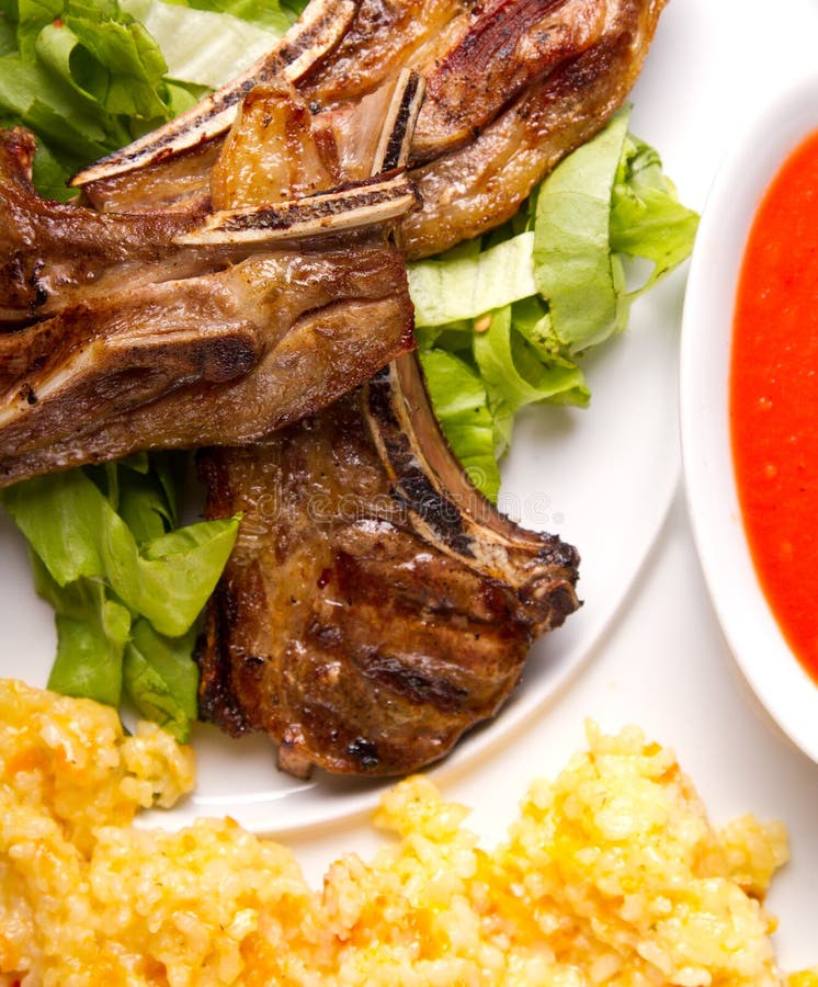 Dinner stock photo. Image of green, diet, grilled, mutton - 21053650