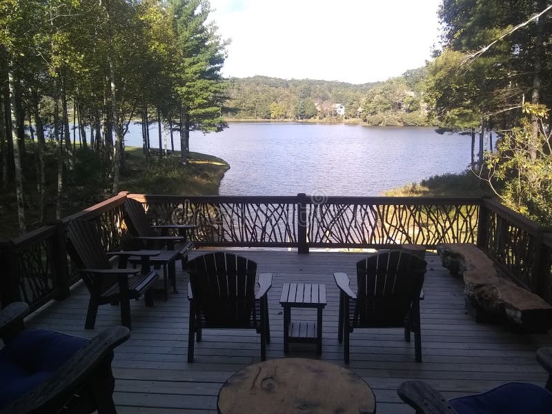 Dinner on Back Deck Overlooking Sweetgrass Lake Stock Image - Image of ...