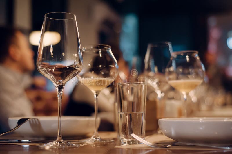 Dinner or Lunch with Dish Per One Person. Luxury White Interior of ...