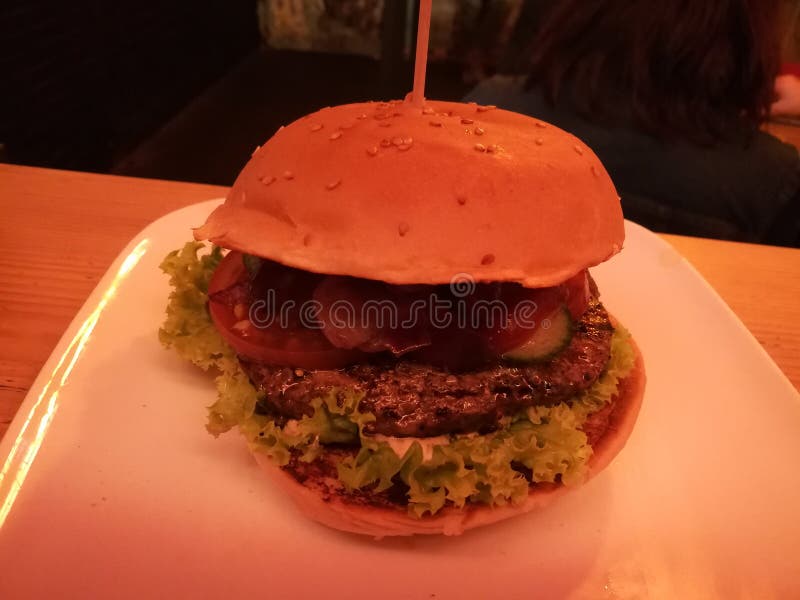 Burger in Cologne stock photo. Image of burger, dinner - 100004866