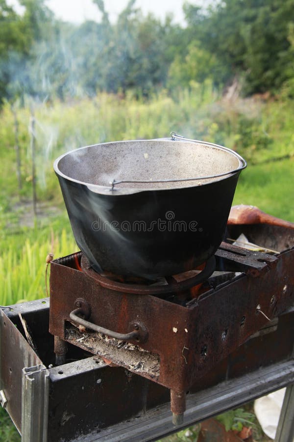 Dinner Cooking on an Open Fire Stock Image - Image of hearth, campfire ...