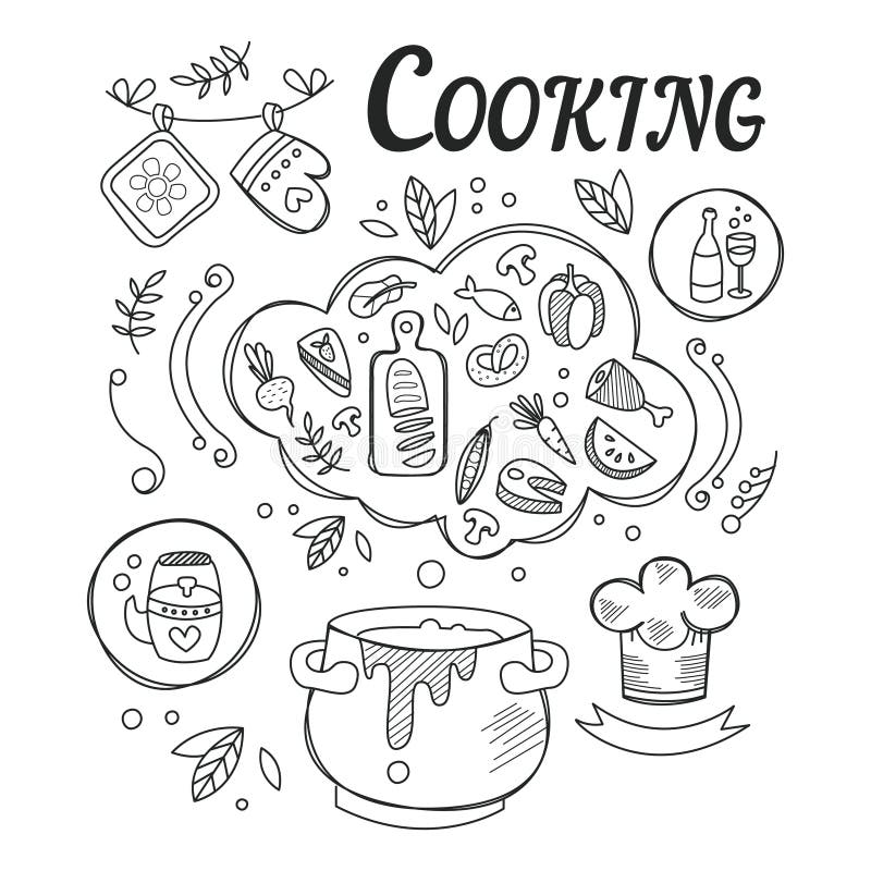 Dinner Cooking Set of Ingredients and Tools for Food Preparation Hand ...