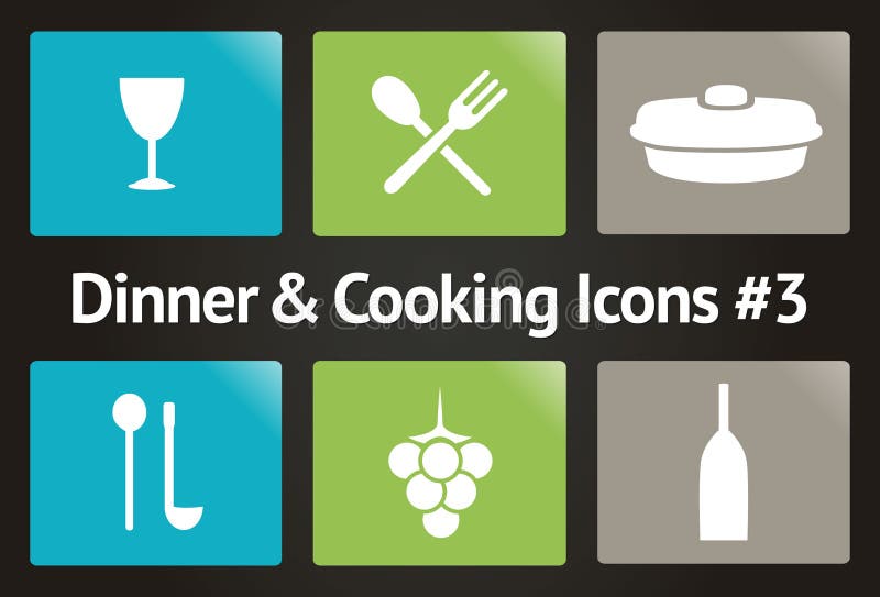 Dinner & Cooking Vector Icon Set #3 Stock Vector - Illustration of meal ...