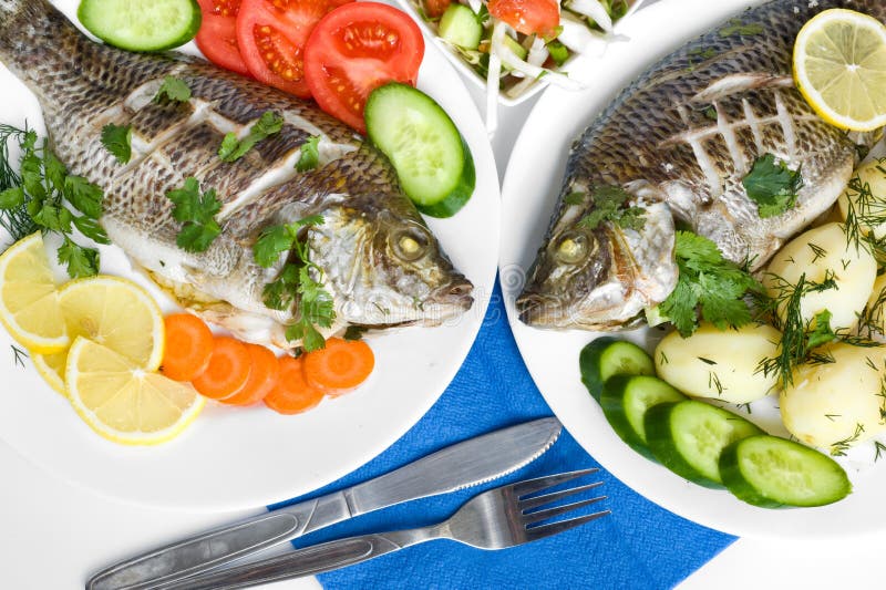 Dinner with fishes stock photo. Image of dinner, plate - 11001144
