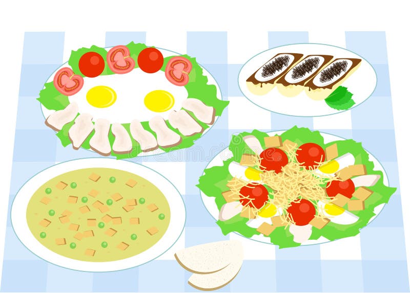 Dinner flat design stock vector. Illustration of soup - 71359321