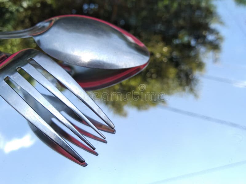 Dinner Fork with Symmetrical Reflective Photo Stock Photo - Image of ...