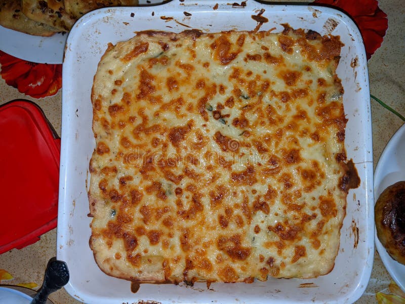Dinner is full of cheese. stock image. Image of dish - 261555311