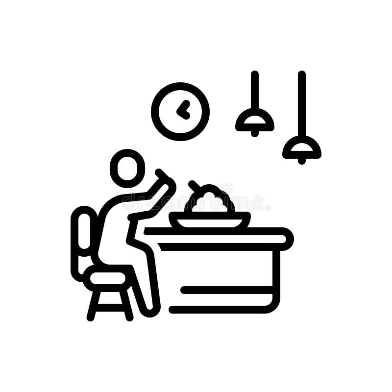 Black Line Icon for Dinner, Eat and Meal Stock Illustration ...