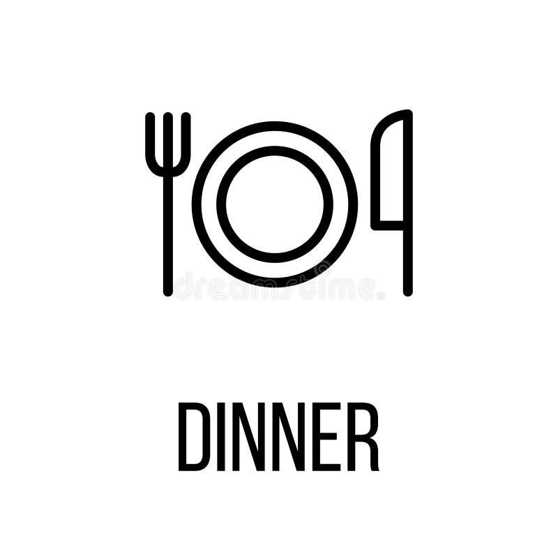 Dinner Icon or Logo in Modern Line Style. Stock Vector - Illustration ...