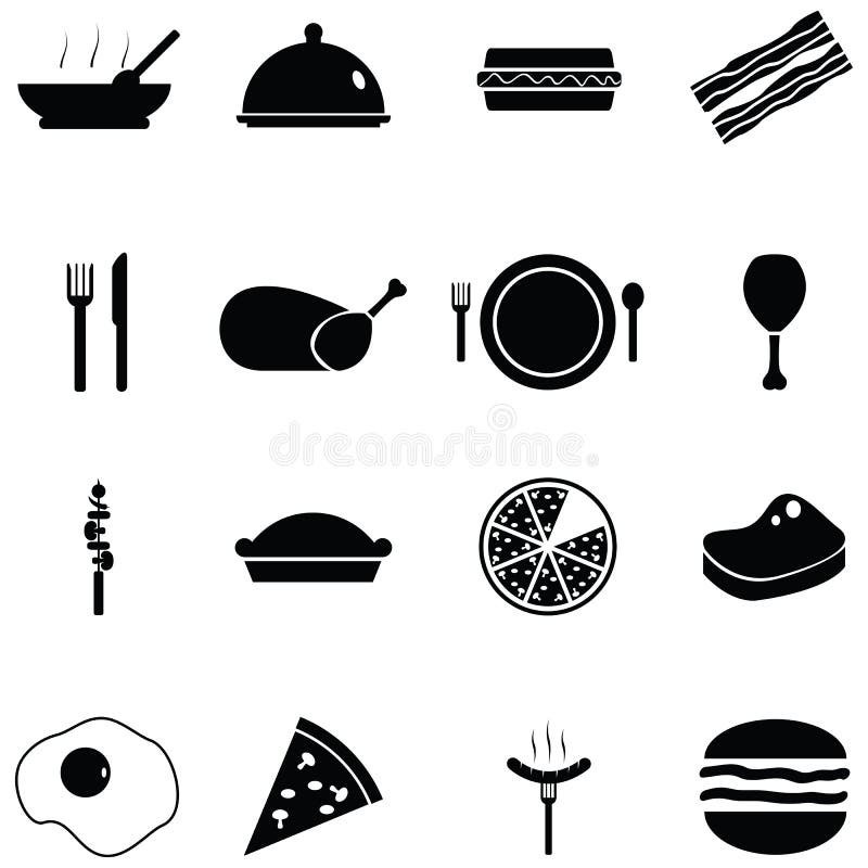 Dinner icon set stock vector. Illustration of vector - 120563412