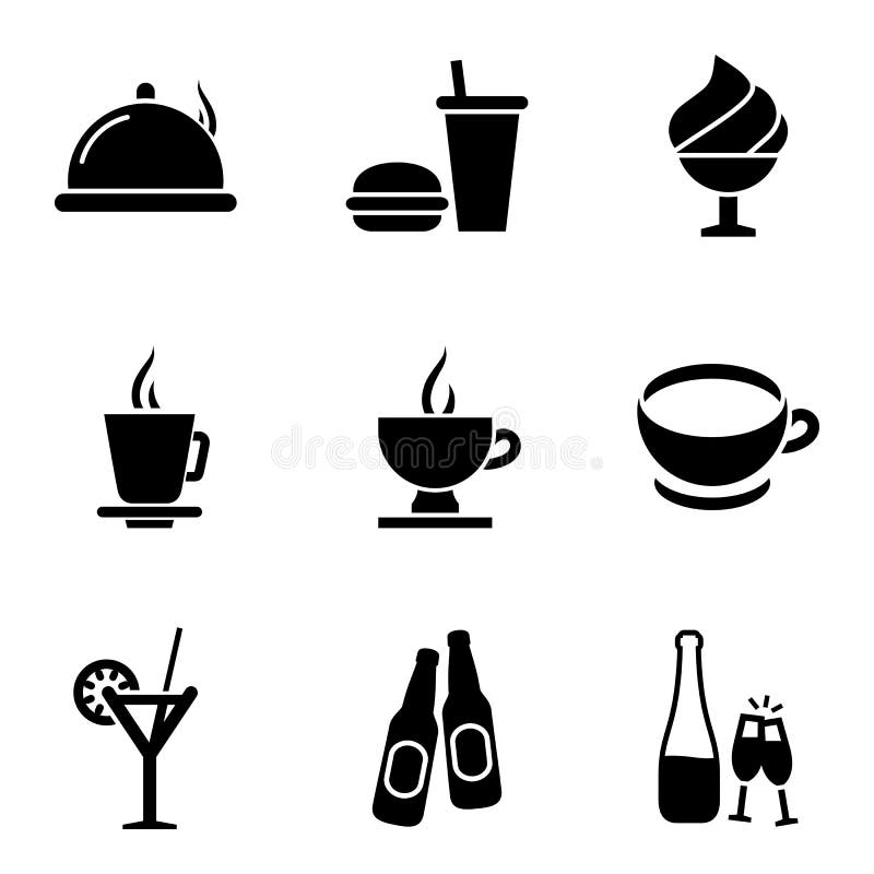 Dinner Icon Set. Food Icons Simple Flat Style Vector Illustration Stock ...
