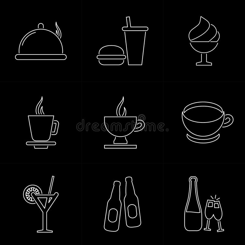 Dinner Icon Set. Food Icons Simple Flat Style Vector Illustration Stock ...