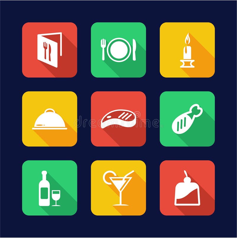 Dinner Icons Flat Design stock vector. Illustration of banana - 69369327