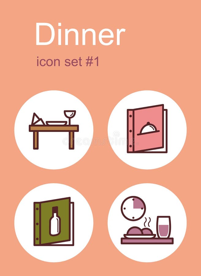 Dinner icons stock vector. Illustration of restaurant - 45689292