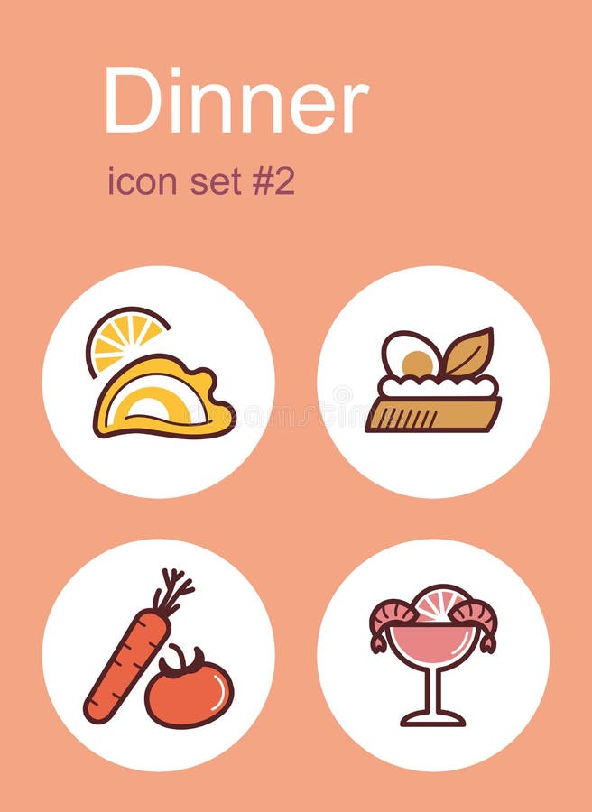 Dinner icons stock vector. Illustration of meal, dinner - 45689317