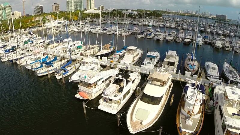 Dinner Key Marina Aerial Video Stock Video - Video of outdoors, dock ...