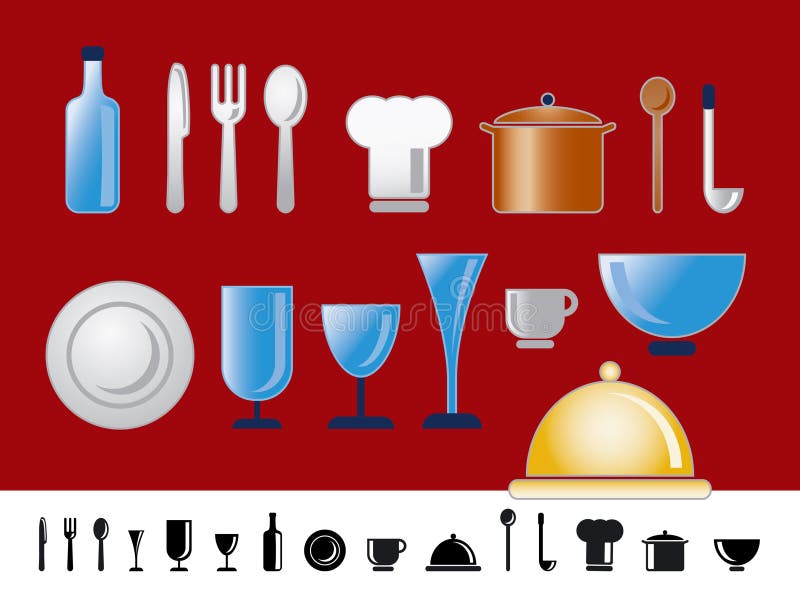 Dinner and kitchen icons stock illustration. Illustration of symbol ...