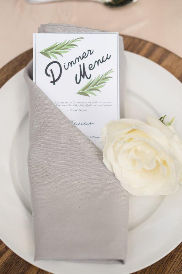 Dinner menu on table set stock photo. Image of inside - 230079850