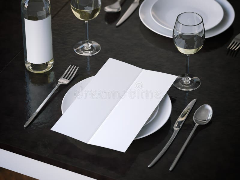 Dinner Menu on the White Plate. 3d Rendering Stock Illustration ...