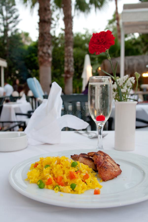 Dinner in open-air cafe stock photo. Image of white, restaurant - 25595774