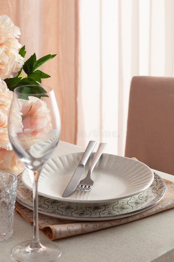 Dinner Place Setting in a Restaurant Stock Photo - Image of easter ...