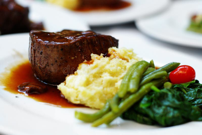 Dinner plate stock image. Image of mushroom, meat, lettuce - 2380639