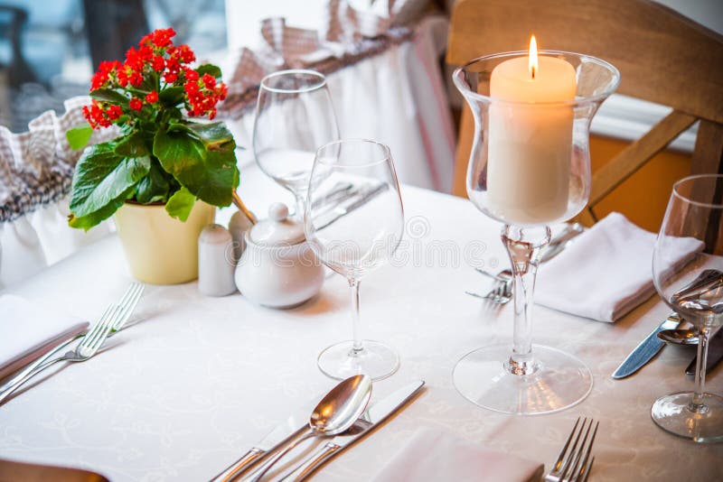 Dinner in the Restaurant stock image. Image of table - 87742027