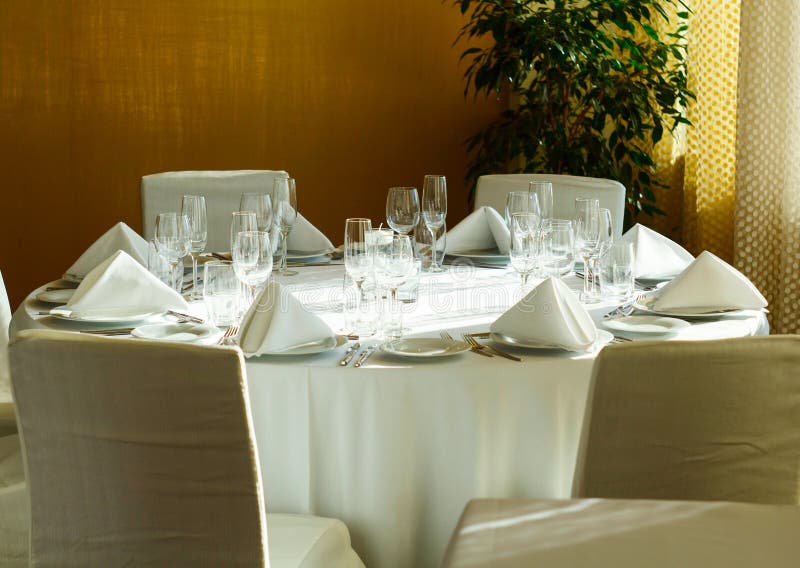 Dinner Service Table in the Restaurant Stock Image - Image of dining ...
