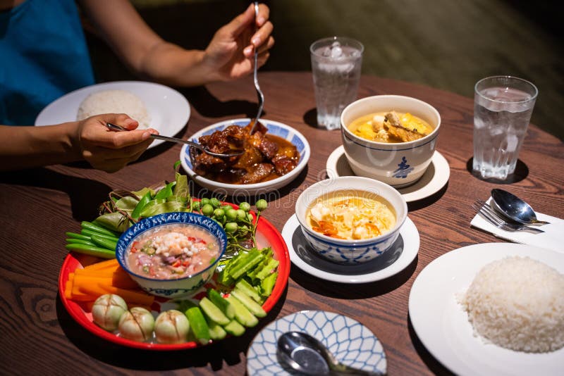 Dinner with Southern Thai Food in Restaurant Stock Image - Image of ...