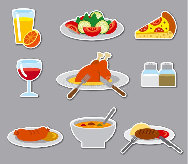 Dinner stickers and badges stock illustration. Illustration of ...