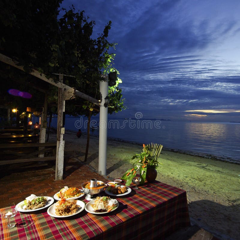 Dinner on Sunset at Beach in Thailand Stock Image - Image of sand ...