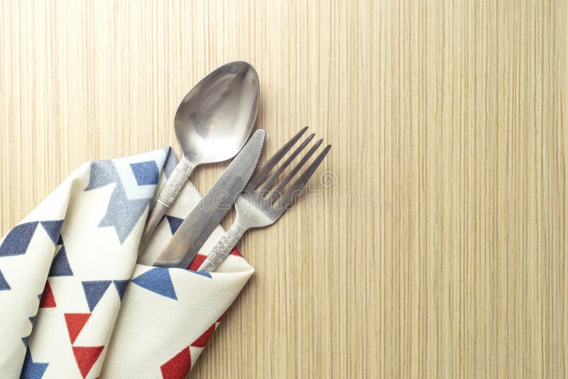 Dinner Table Backdrop with Spoon Fork and Knife in a Patterned Fabric ...