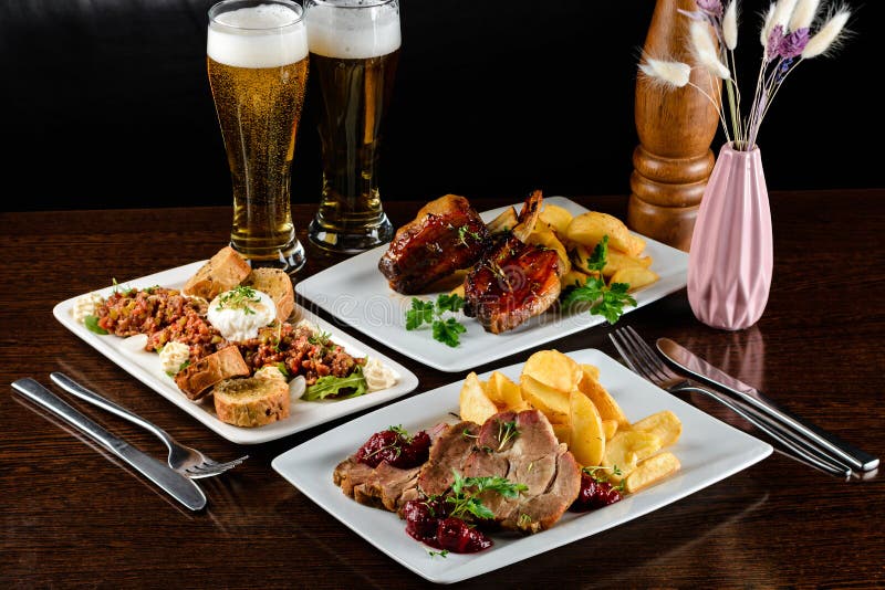 Three Course Meal on a Plate Stock Image - Image of sponge, setting ...