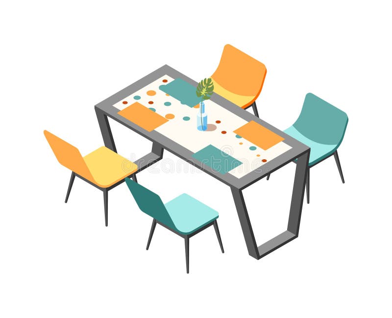 Dinner Table Four Chair Stock Illustrations – 227 Dinner Table Four ...
